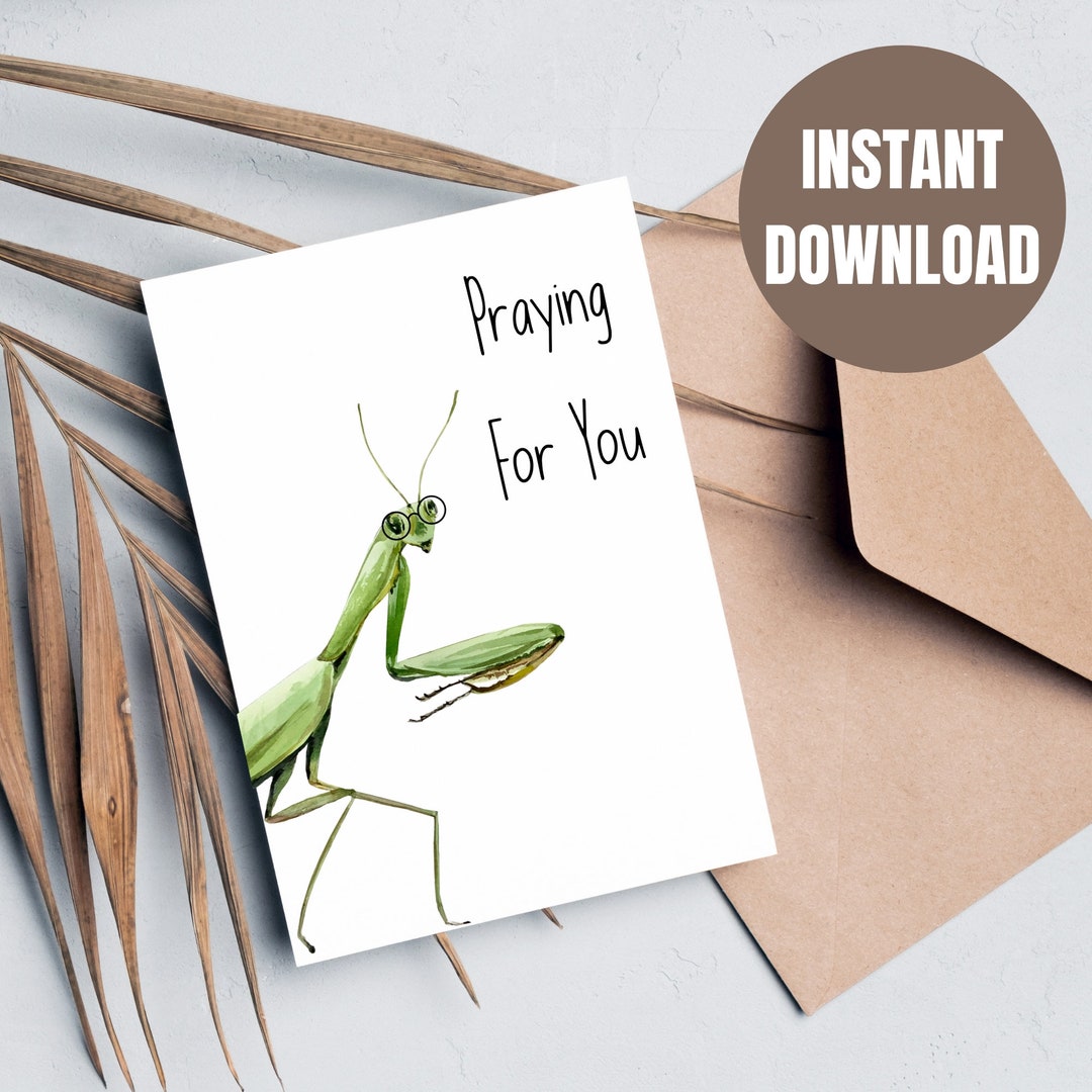 Printable Praying Mantis Digital Card, Praying for You Praying Mantis ...