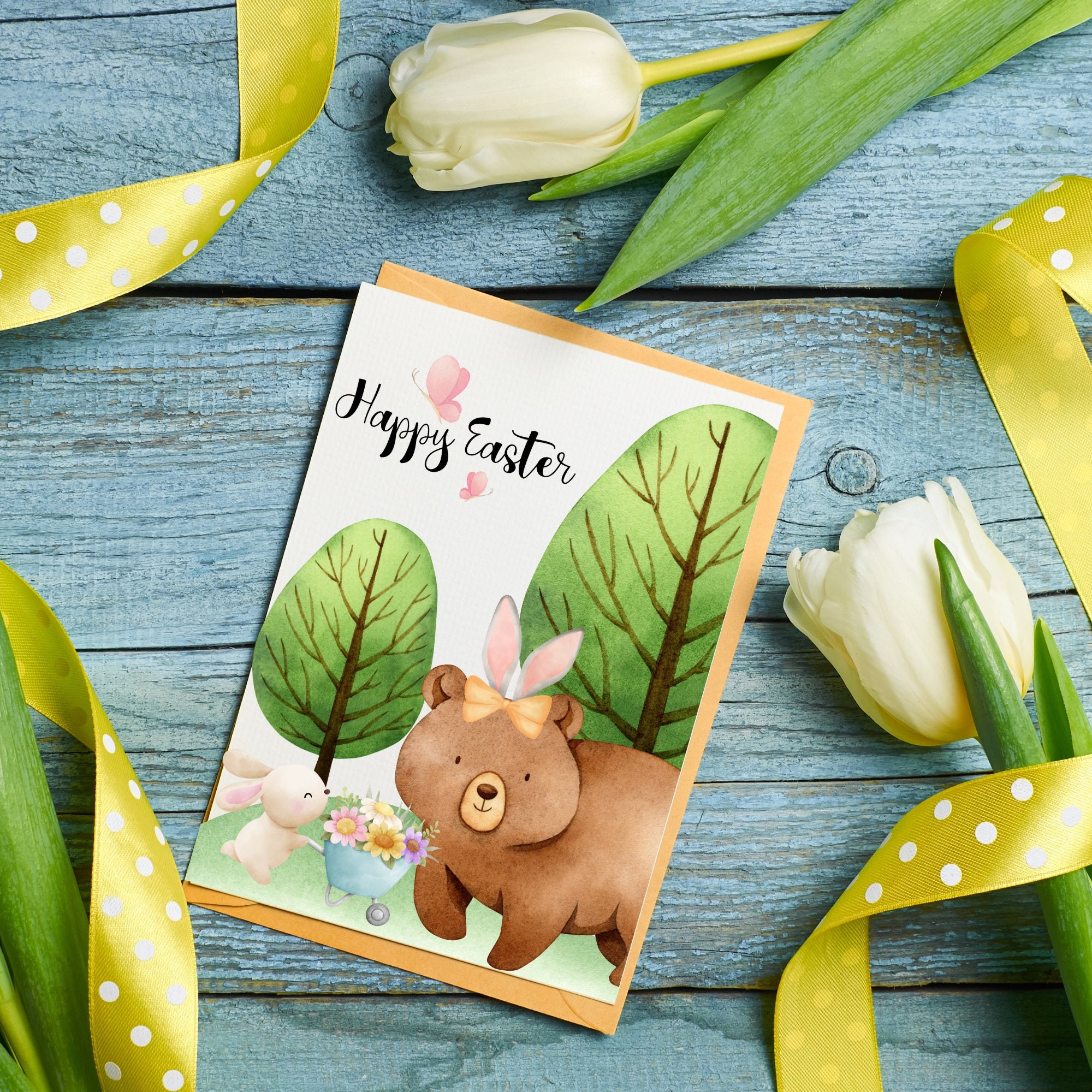 Happy Easter Woodland Animals Printable Easter Card, Digital Easter ...