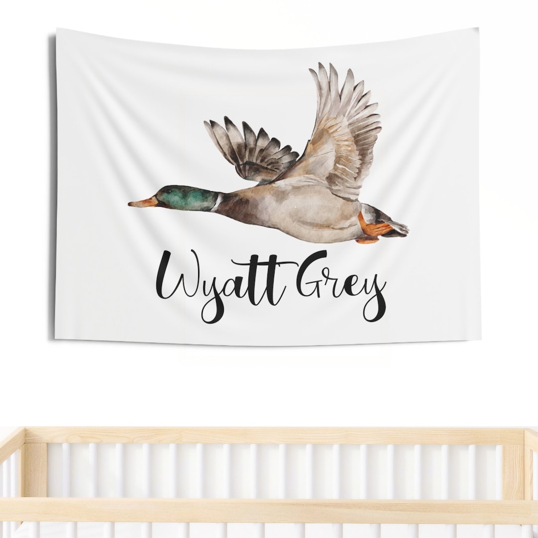 Personalized Flying Mallard Nursery Wall Tapestry, Custom Duck Wall ...