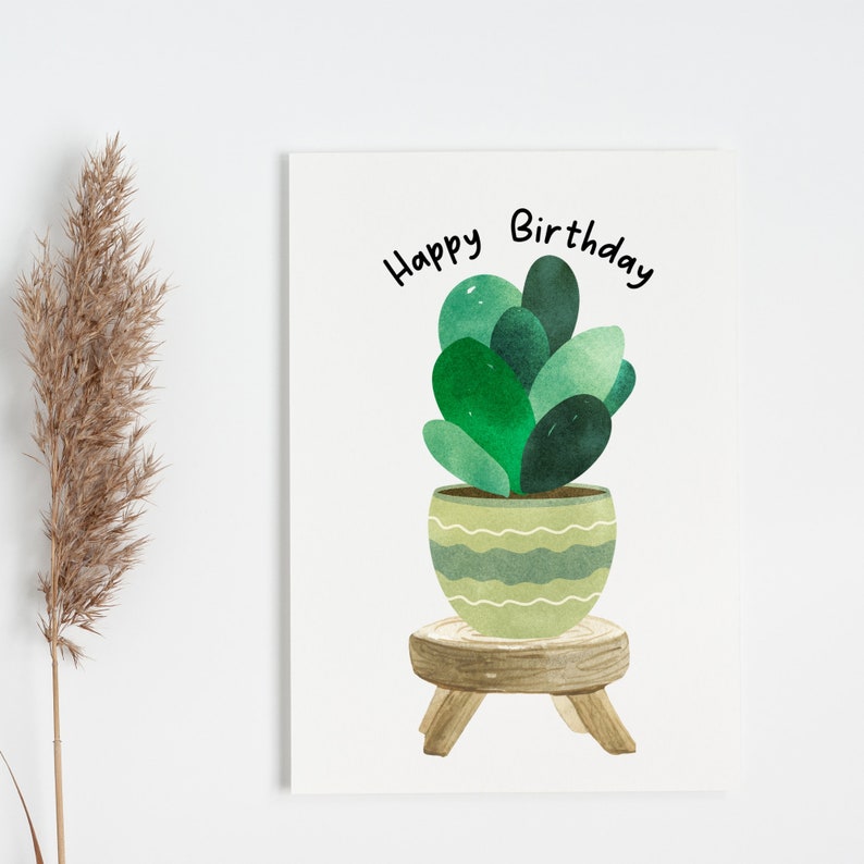 Printable Boho House Plant Digital Happy Birthday Card 5x7 - Etsy