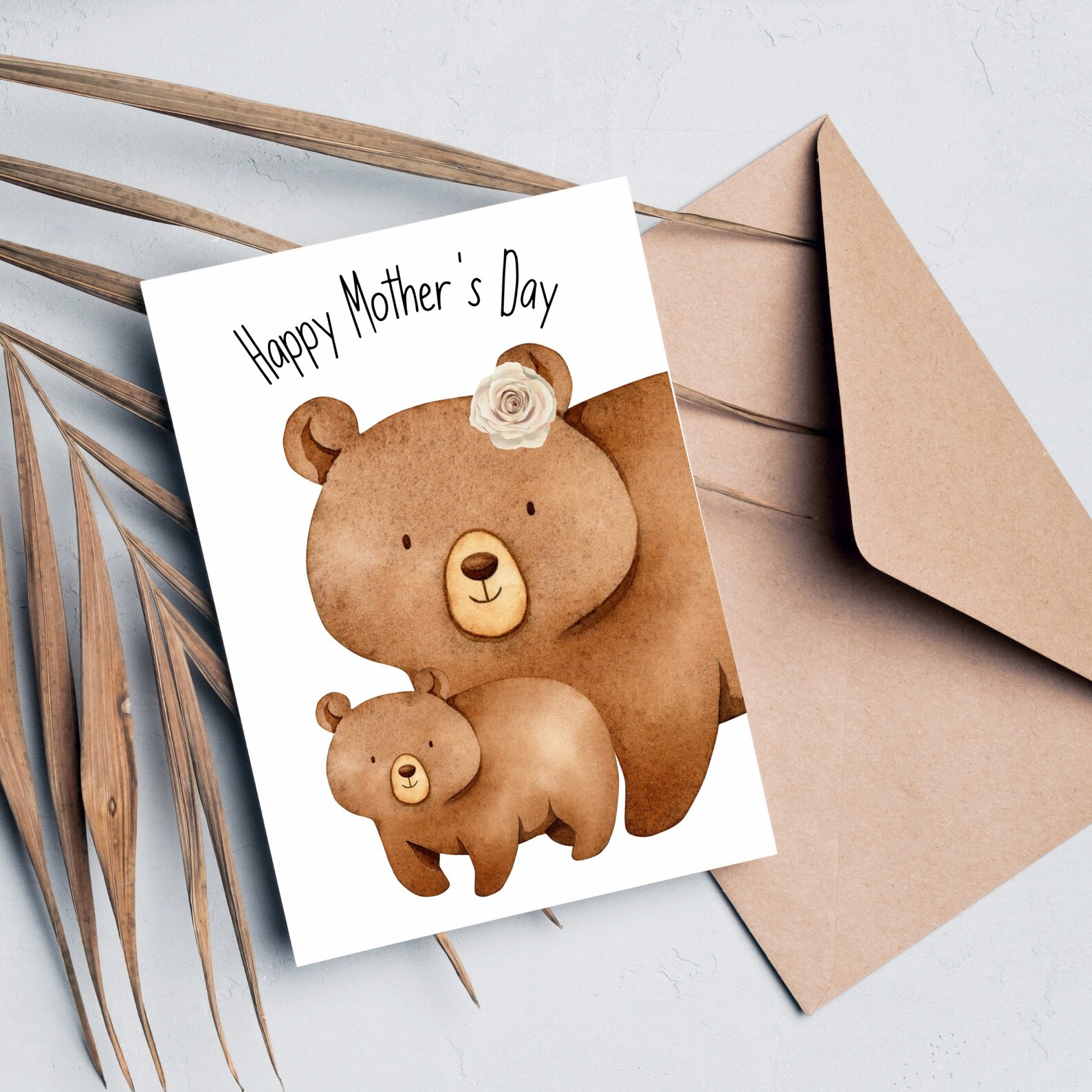 Printable Boho Baby and Mama Bear Digital Mother's Day Card, 5x7 ...