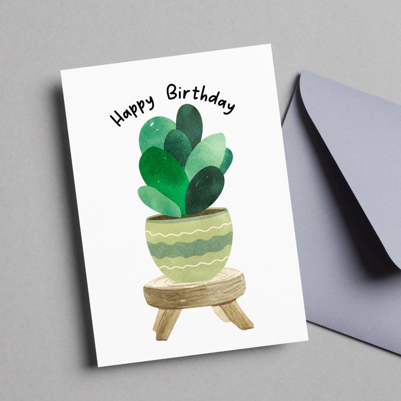 Printable Boho House Plant Digital Happy Birthday Card 5x7 - Etsy