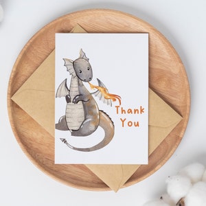 Printable Cute Dragon Digital Thank You Card, Digital Printable Thank ...