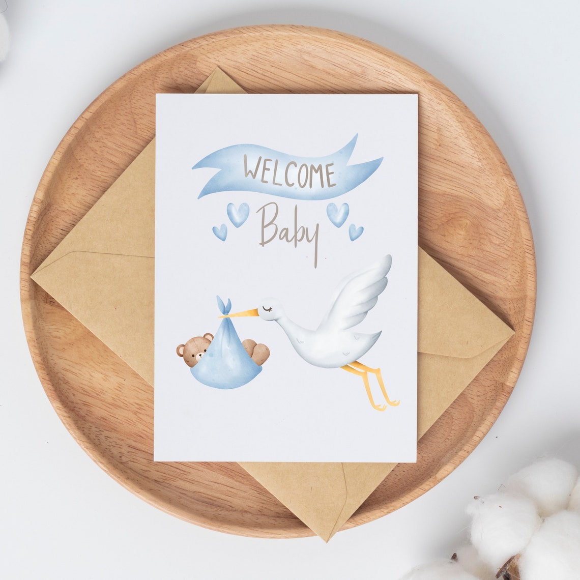 Printable Stork Baby Shower Greeting Card, Digital Baby Shower Card ...