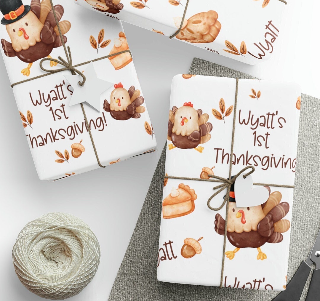 Personalized Baby's First Thanksgiving Wrapping Paper, Custom 1st ...