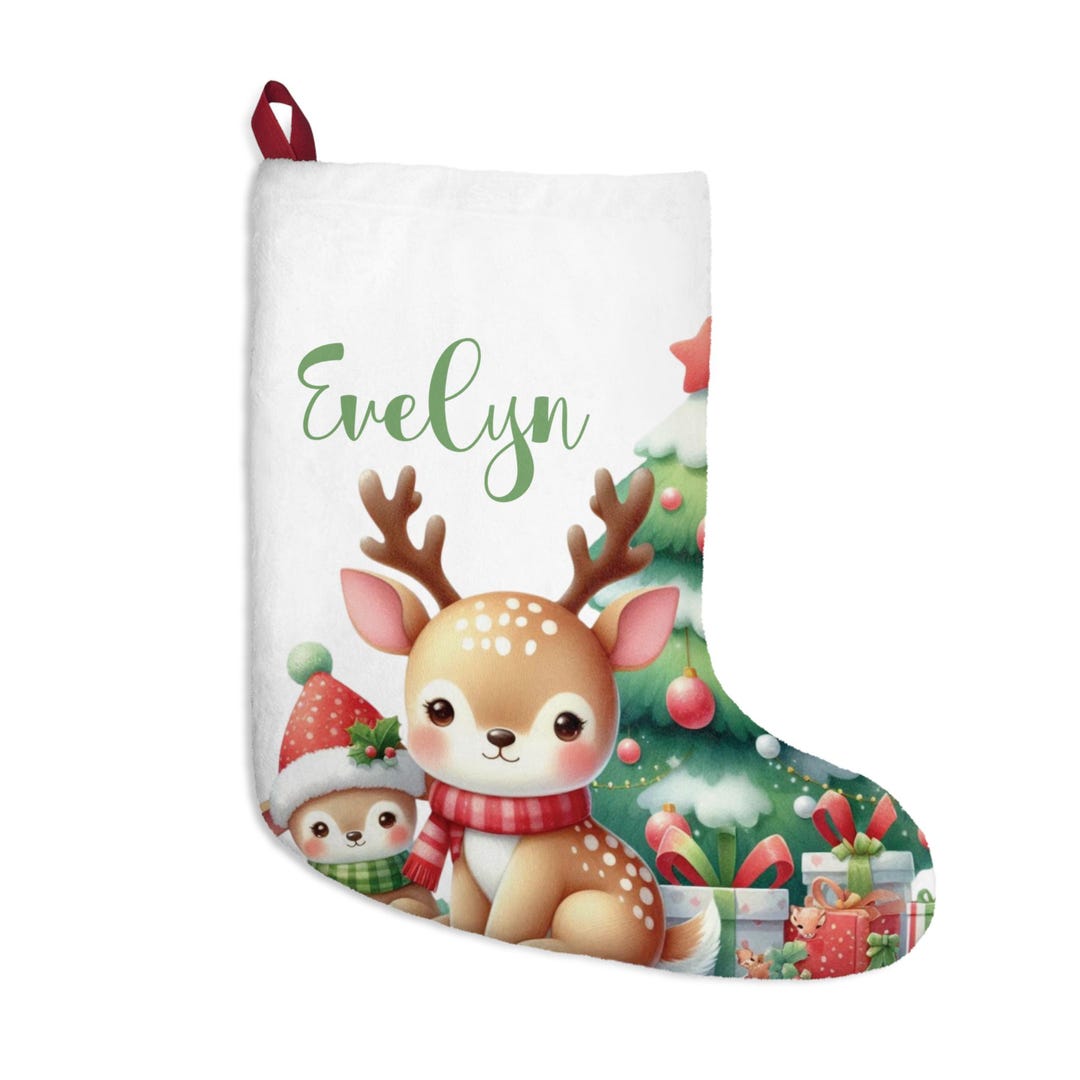 Personalized Reindeer Christmas Stocking for Child or Baby, Custom ...