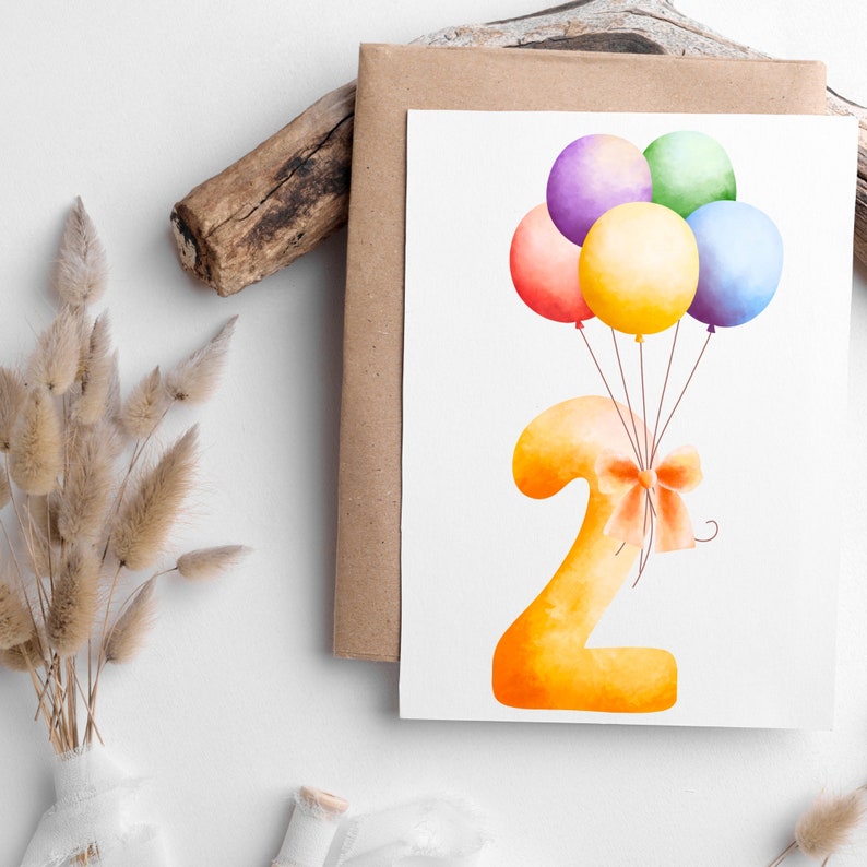 Printable Cute Gender Neutral 2nd Birthday Card 5x7 Digital - Etsy