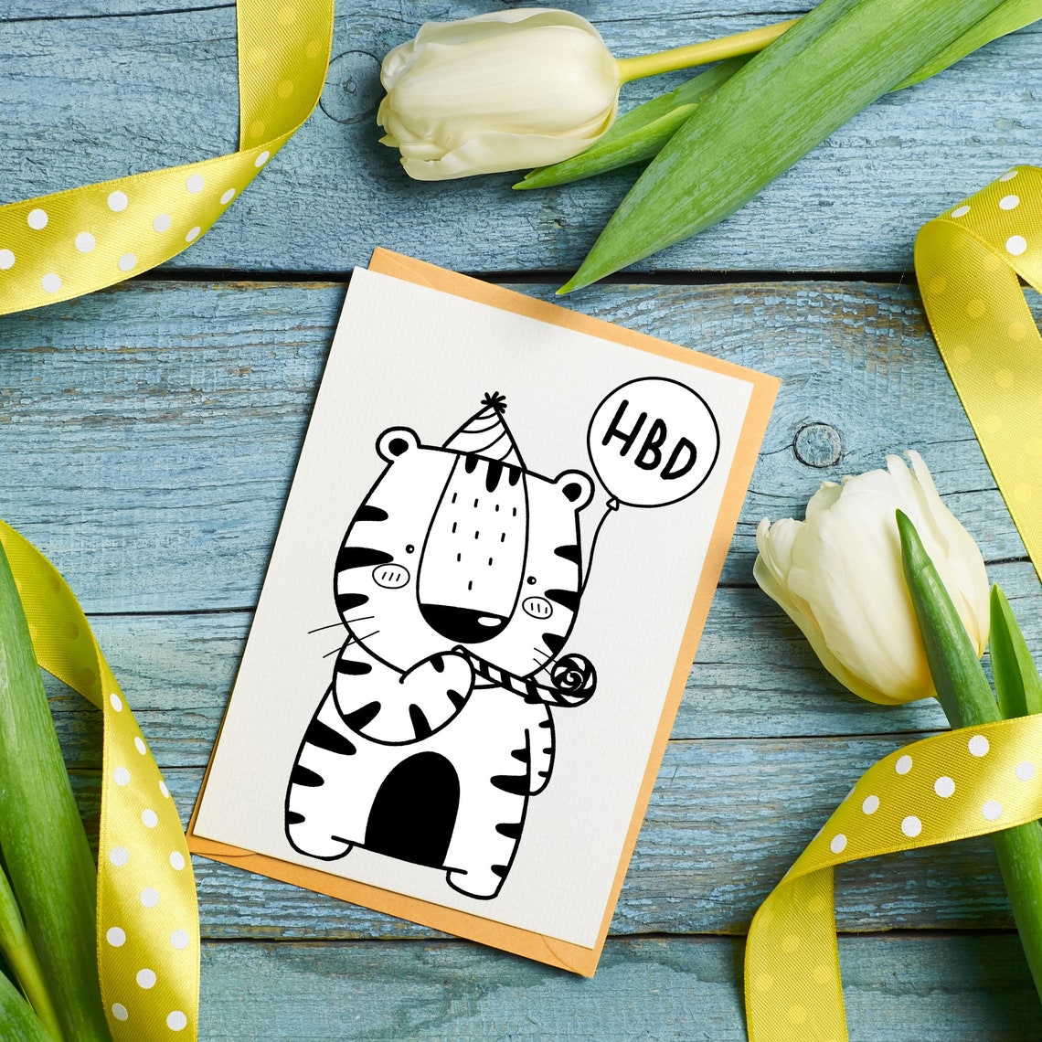 Printable Kids Coloring Card, Printable Kids Birthday Card, Digital ...
