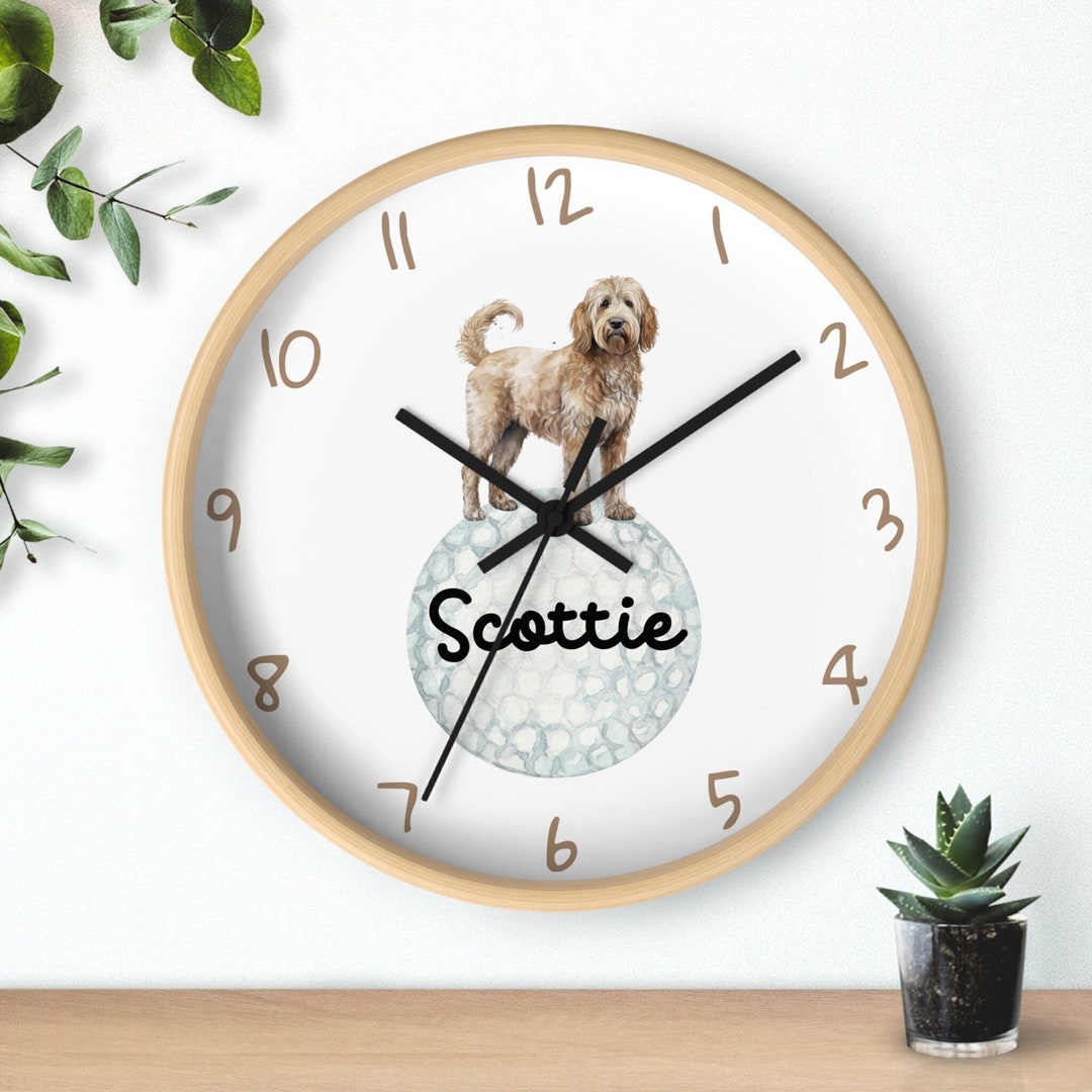 Personalized Golf Goldendoodle Wall Clock, Custom Golf Wall Clock, Kids ...