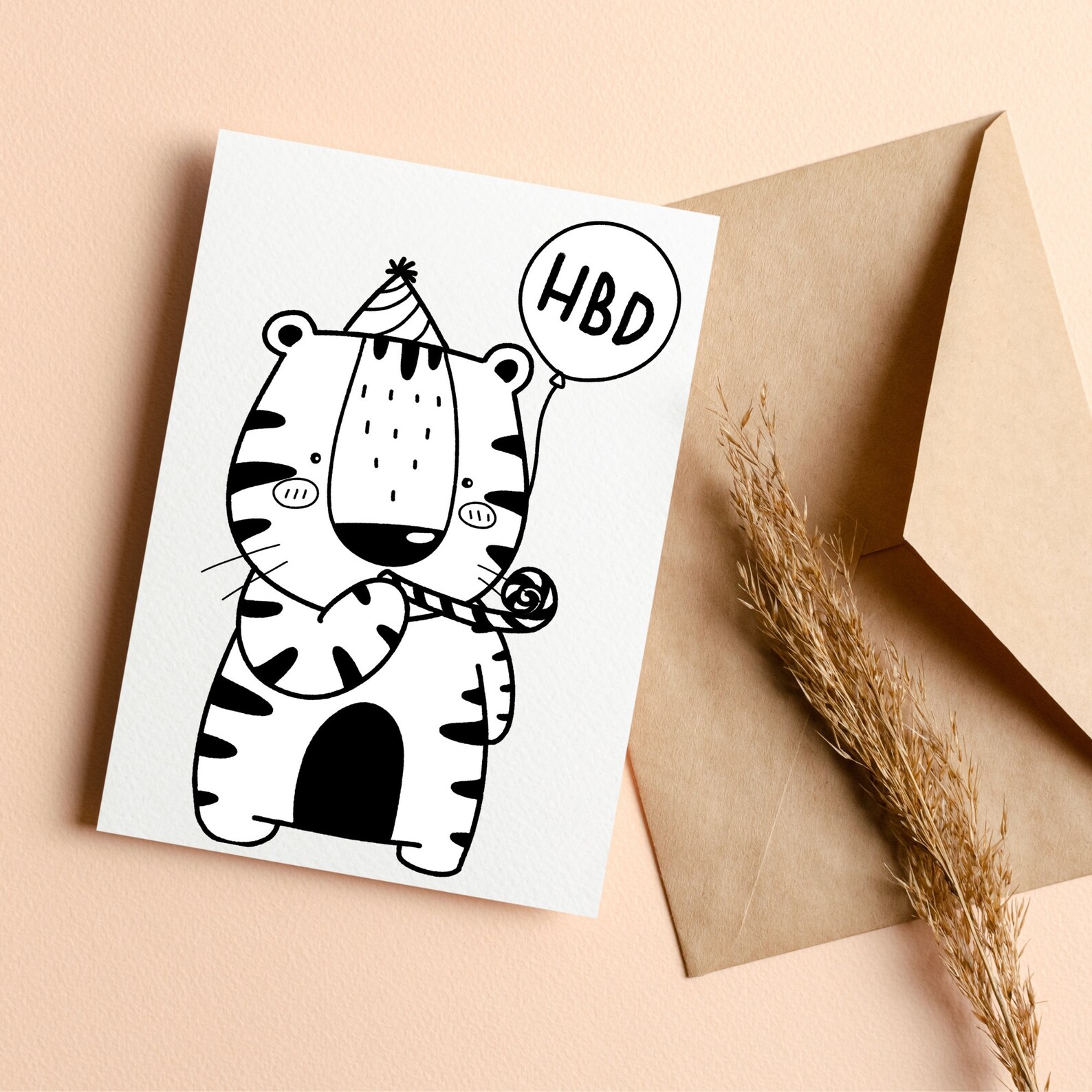 Printable Kids Coloring Card, Printable Kids Birthday Card, Digital ...