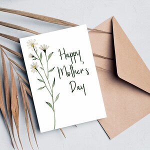 Printable Boho Daisy Floral Digital Happy Mother's Day Card, 5x7 ...
