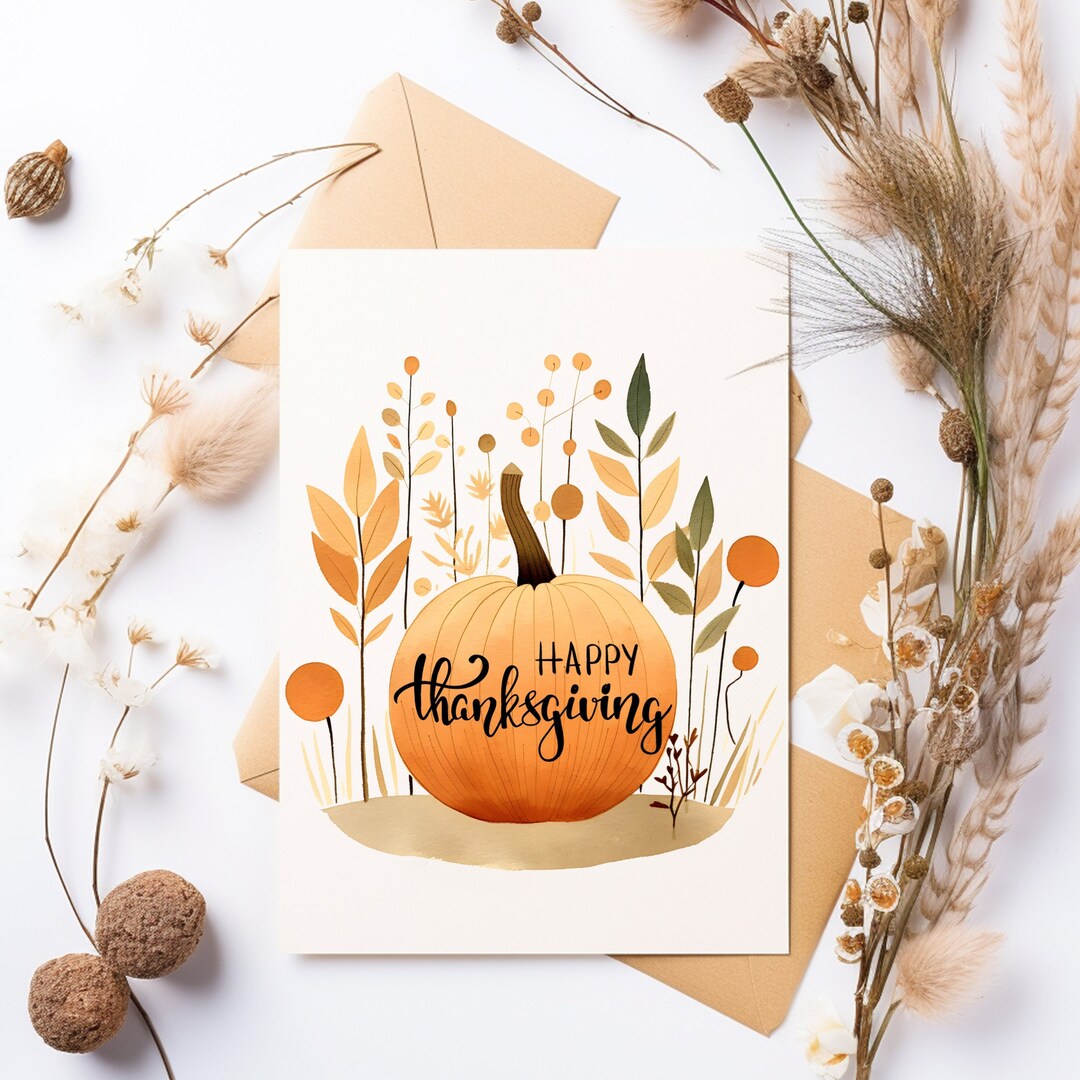 Printable Happy Thanksgiving Digital Card, Digital Boho Thanksgiving ...