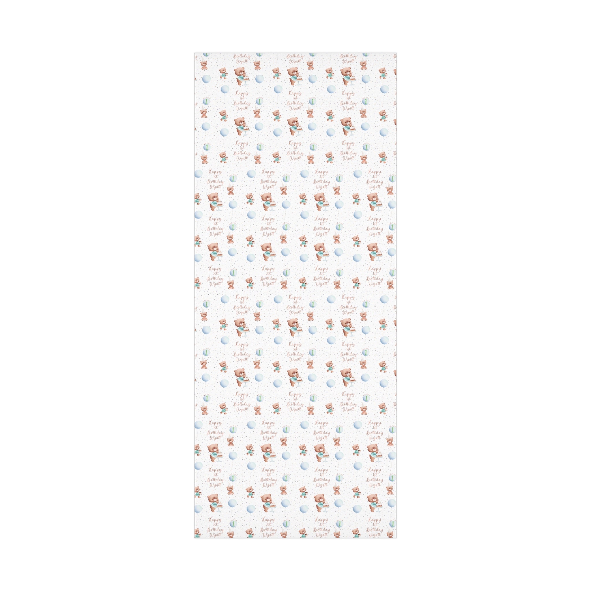 Personalized Baby's First Birthday Teddy Bear Gift Wrap, Custom 1st ...