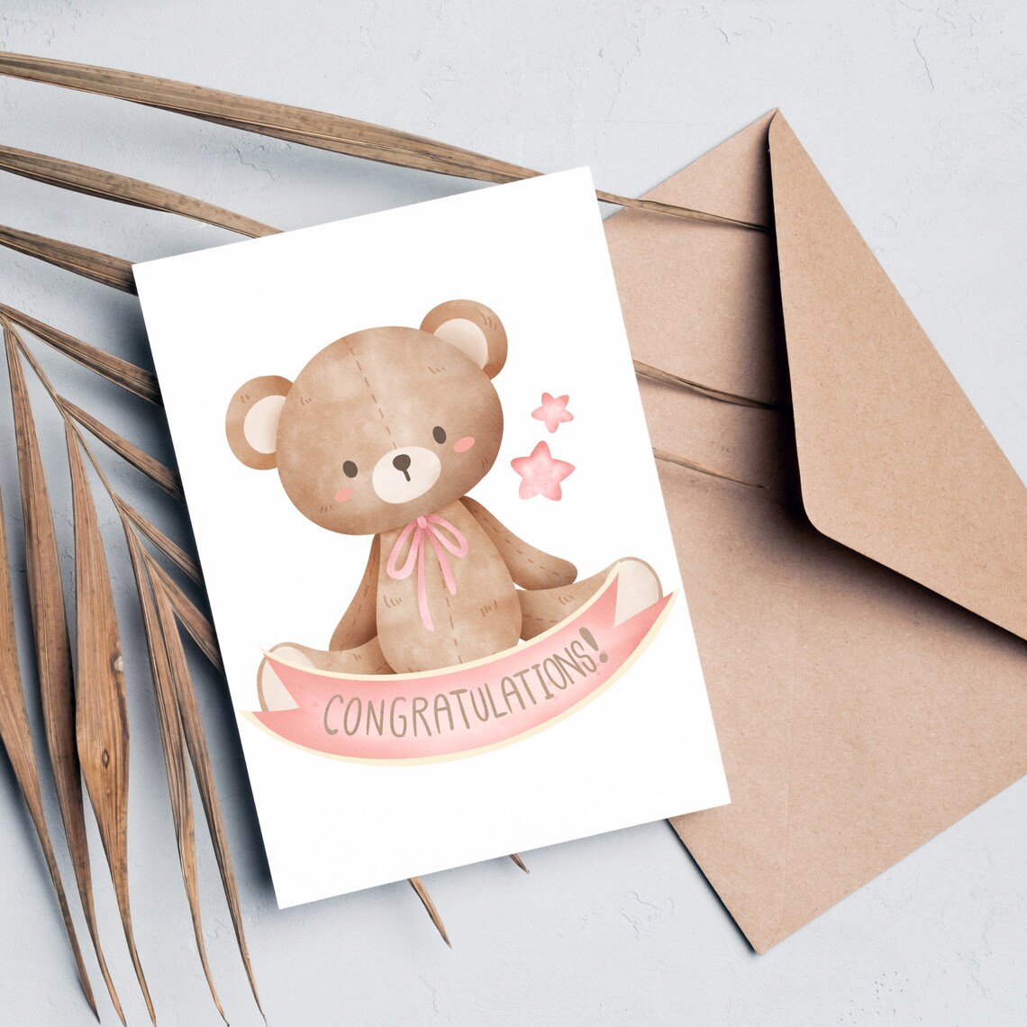 Printable Baby Shower Card, Digital Baby Shower Card, Digital Teddy ...