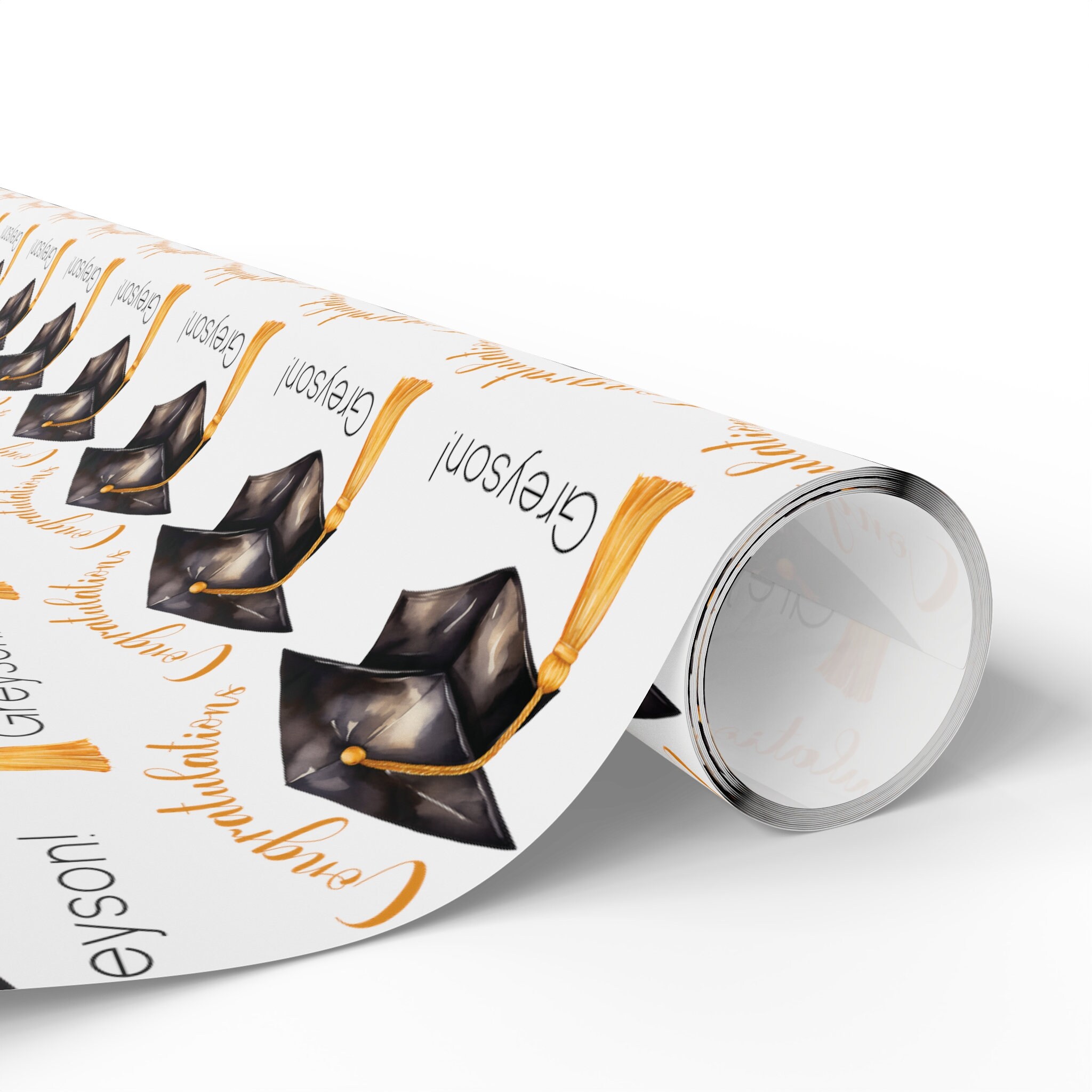 Personalized Graduation Cap Wrapping Paper, Custom Graduation Wrapping ...