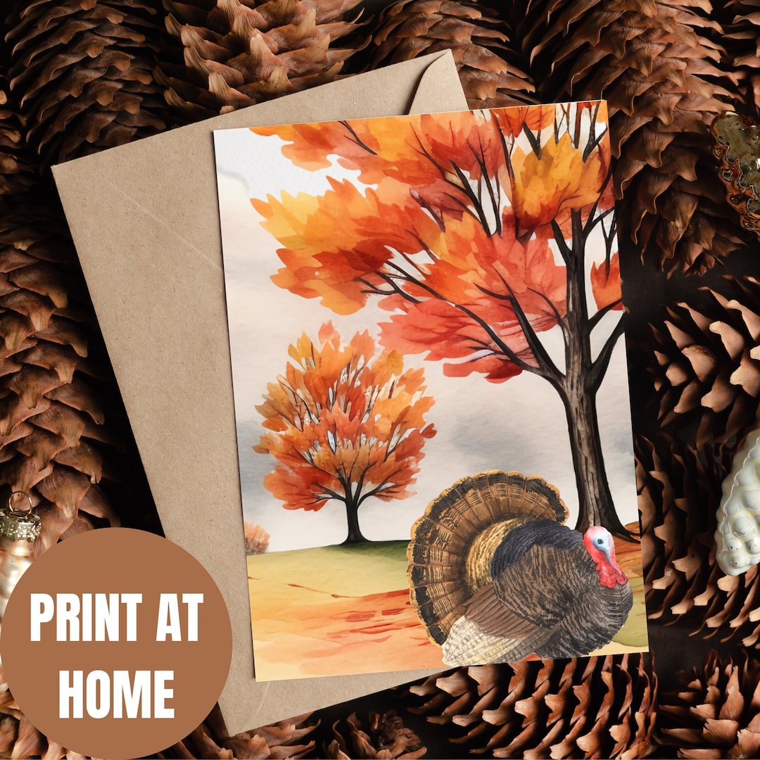 Printable Thanksgiving Blank Digital Card, Digital Thanksgiving Card ...