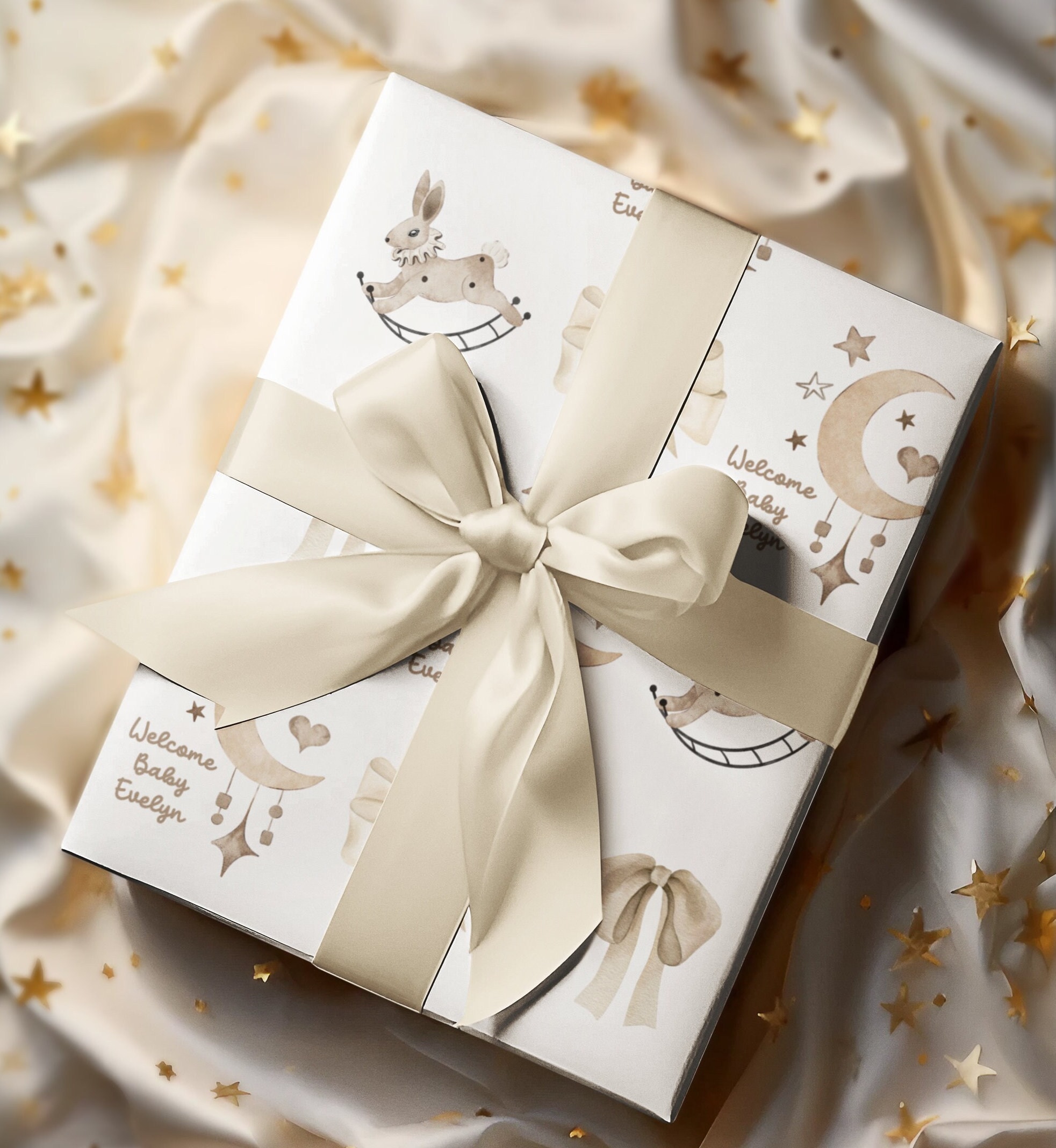 Personalized Boho Baby Shower Wrapping Paper, Custom Wrapping Paper for ...