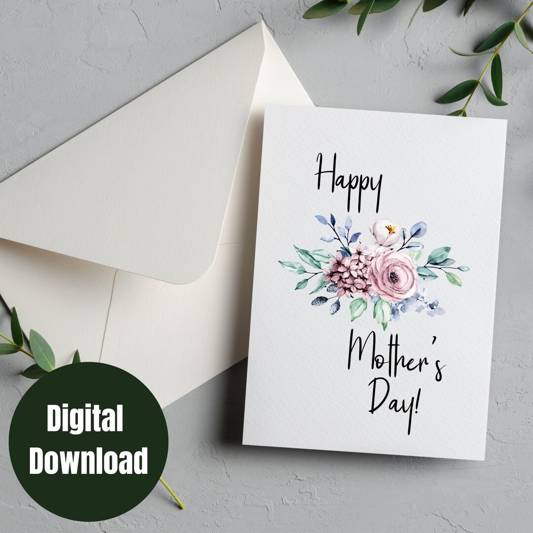Printable Boho Floral Digital Mother's Day Card, Floral Digital Mother ...