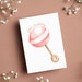 Pink Rattle Printable Baby Shower Greeting Card, Digital Baby Shower ...