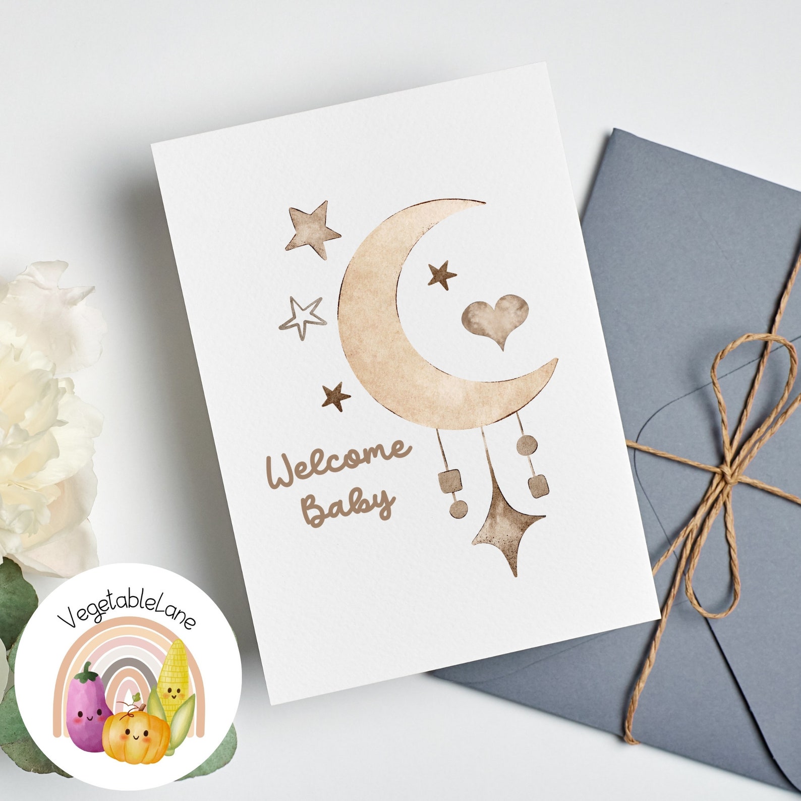 Printable Boho Gender-neutral Baby Shower Card, Digital Boho Baby ...