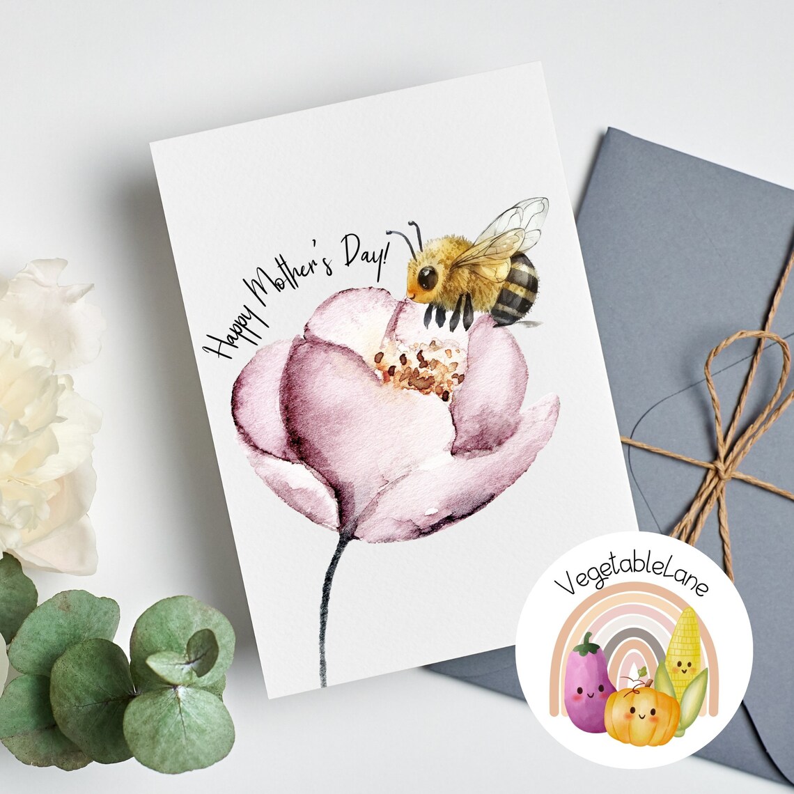 Printable Floral Bumble Bee Digital Mother's Day Card, 5x7 Digital Card ...