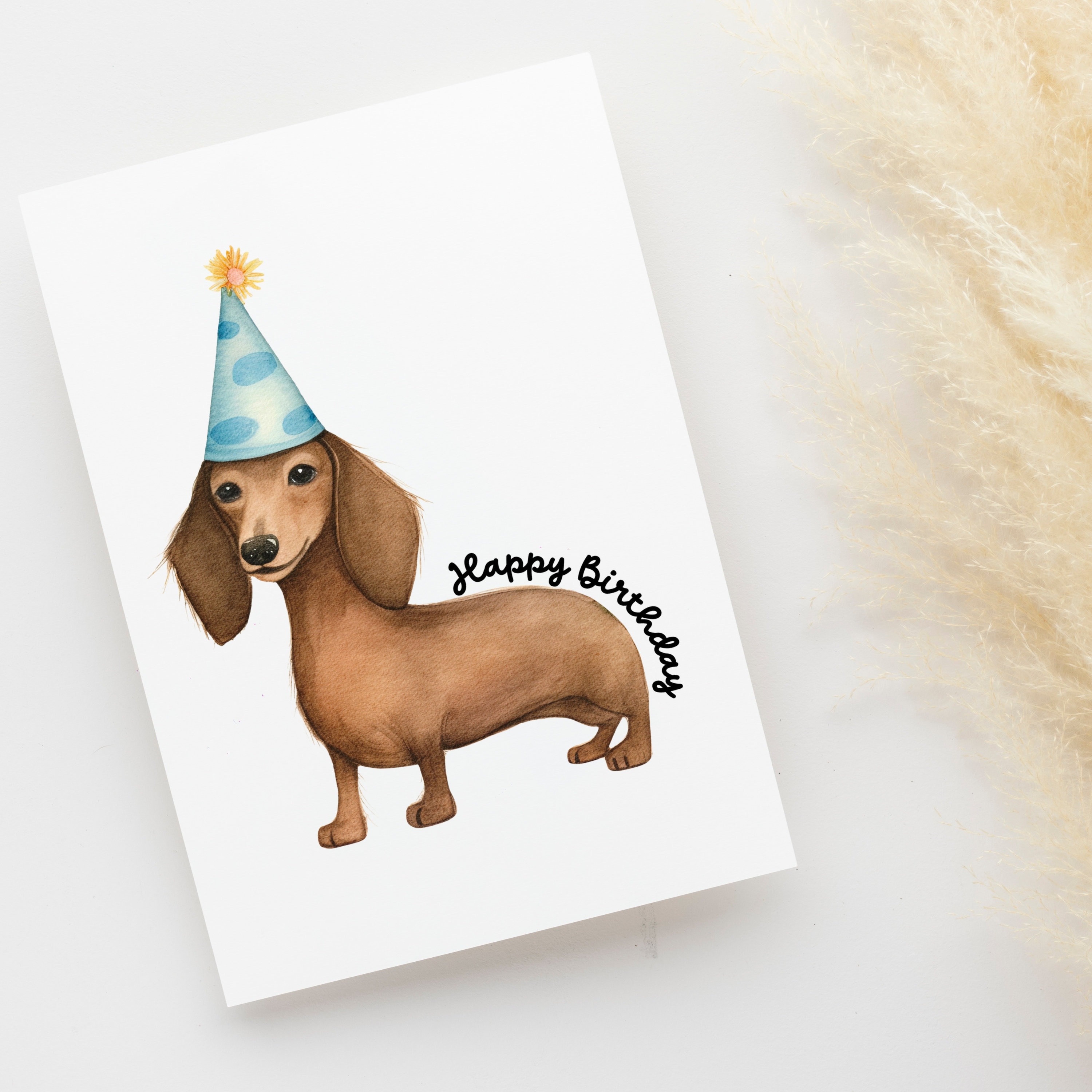 Printable Dachshund Happy Birthday Digital Card Digital - Etsy