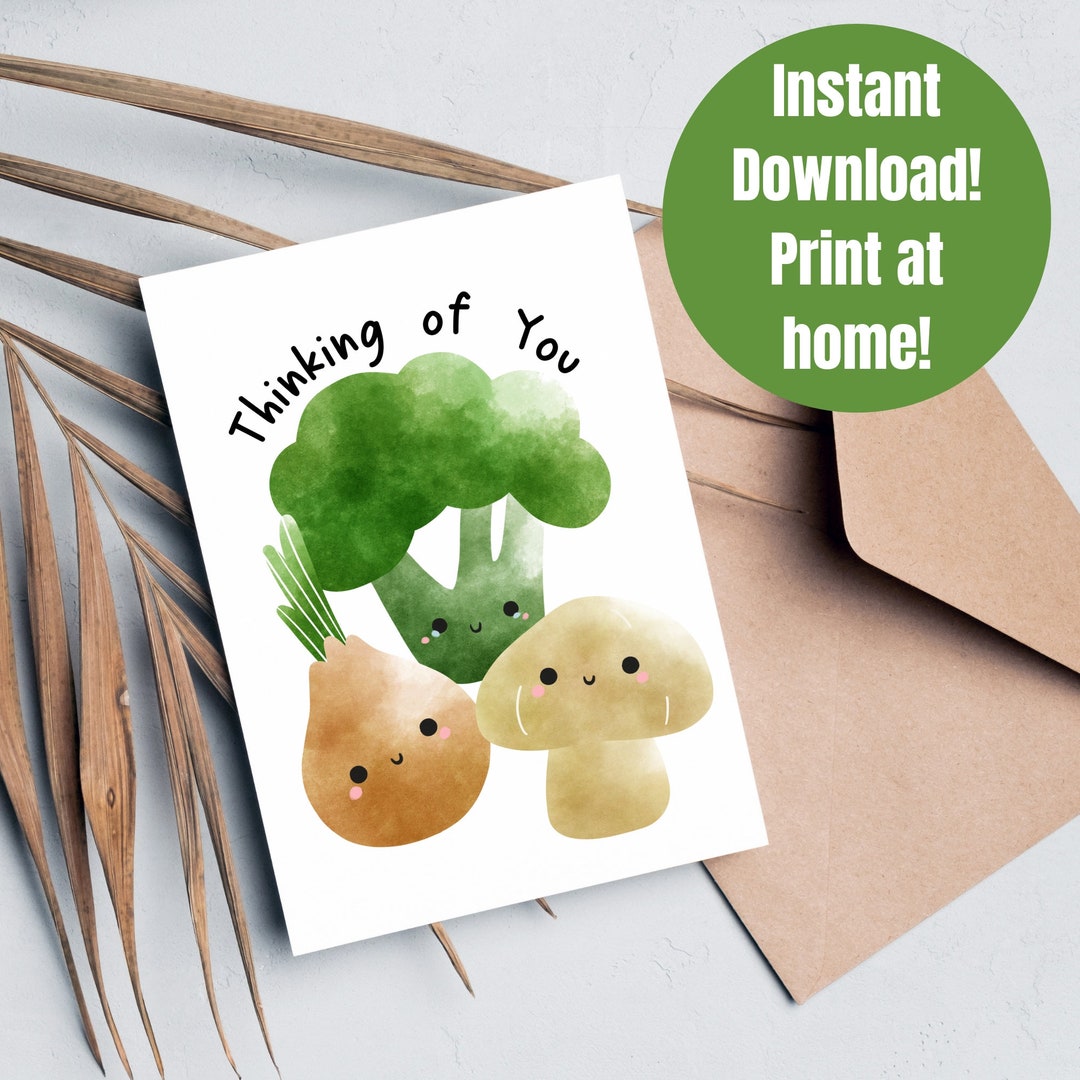 Printable Cute Vegetable Digital Card, Digital Printable Card, 5x7 ...