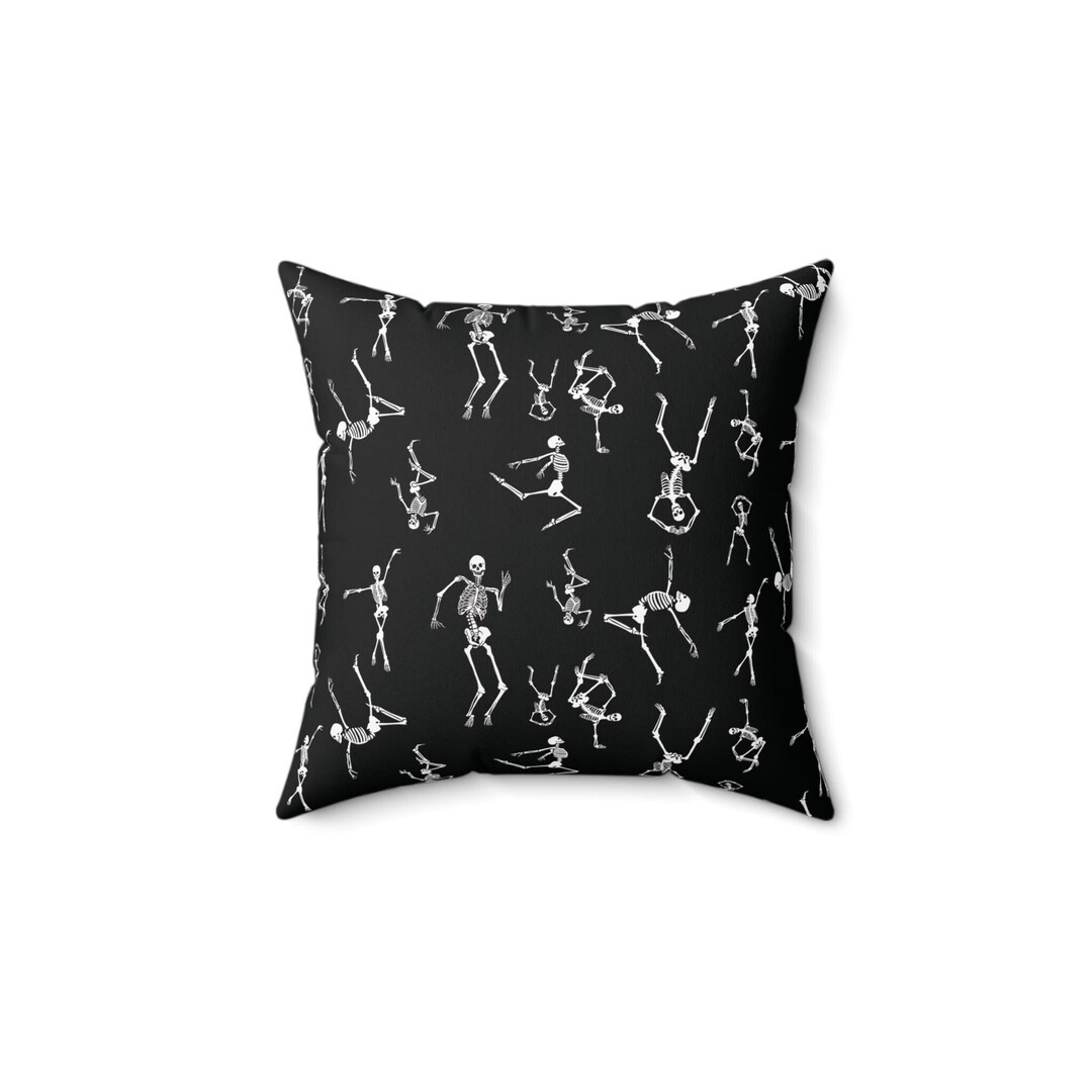 Halloween Dancing Skeletons Faux Suede Square Throw Pillow, Dancing ...