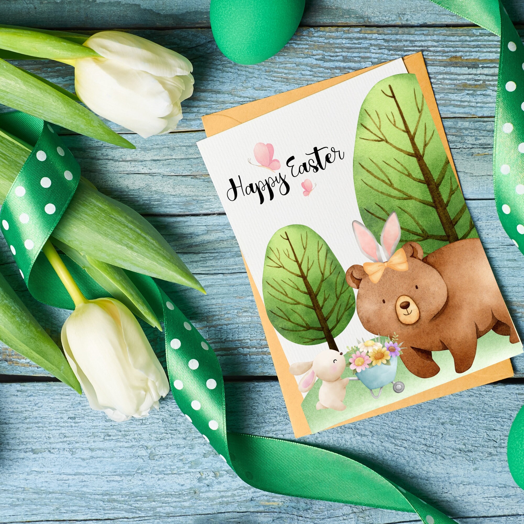 Happy Easter Woodland Animals Printable Easter Card, Digital Easter ...