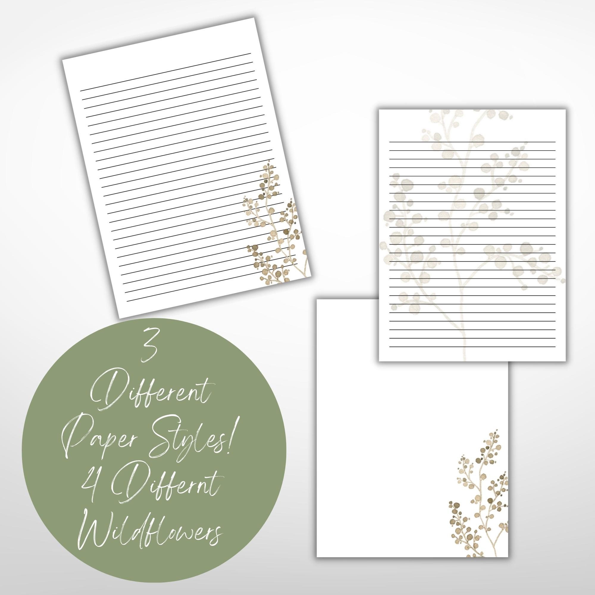 12 Page Boho Wildflower Printable Stationery Set, Wildflower Stationery Set, 8.5x11 Digital ...