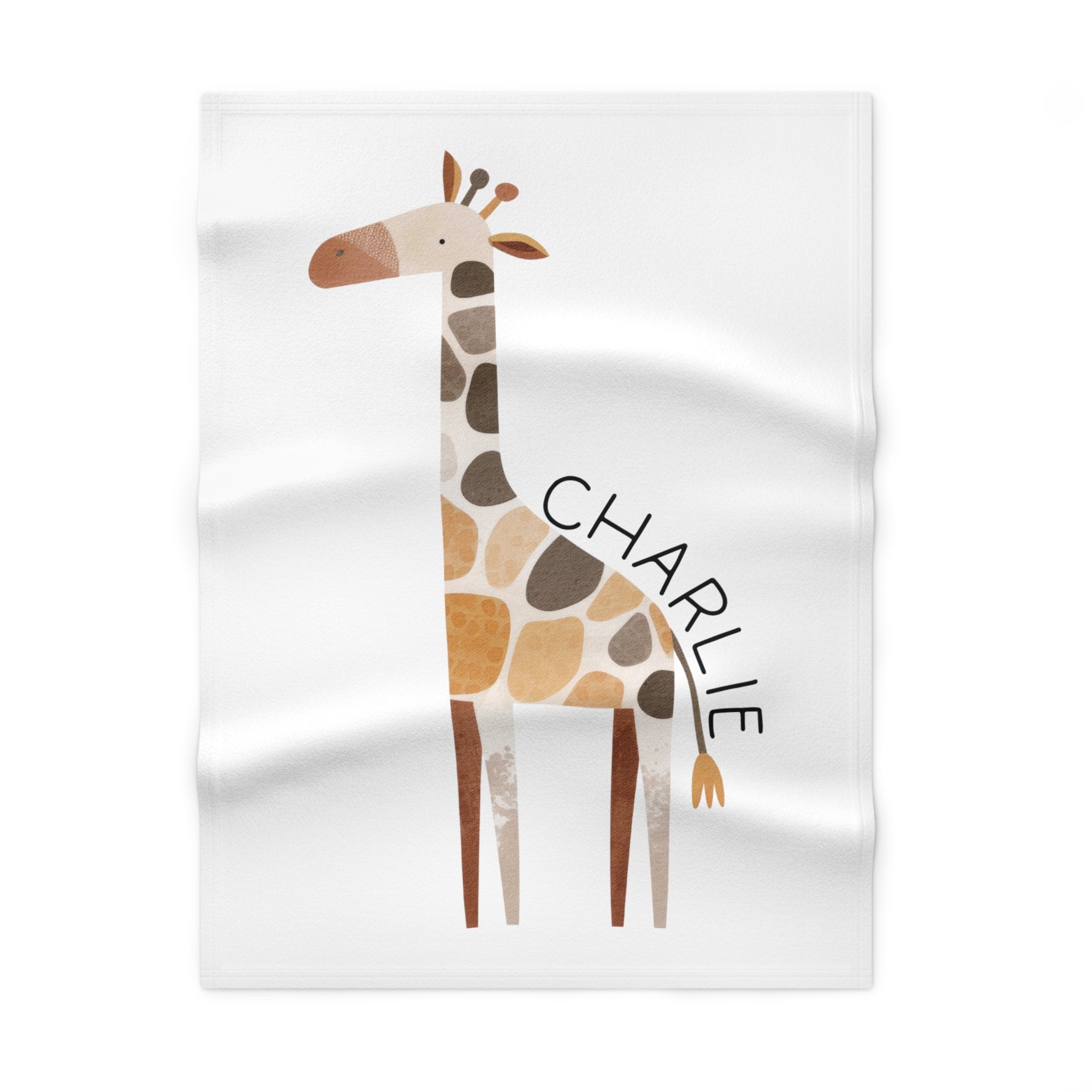 Personalized Cute Boho Giraffe Soft Fleece Baby Blanket, Custom Giraffe ...