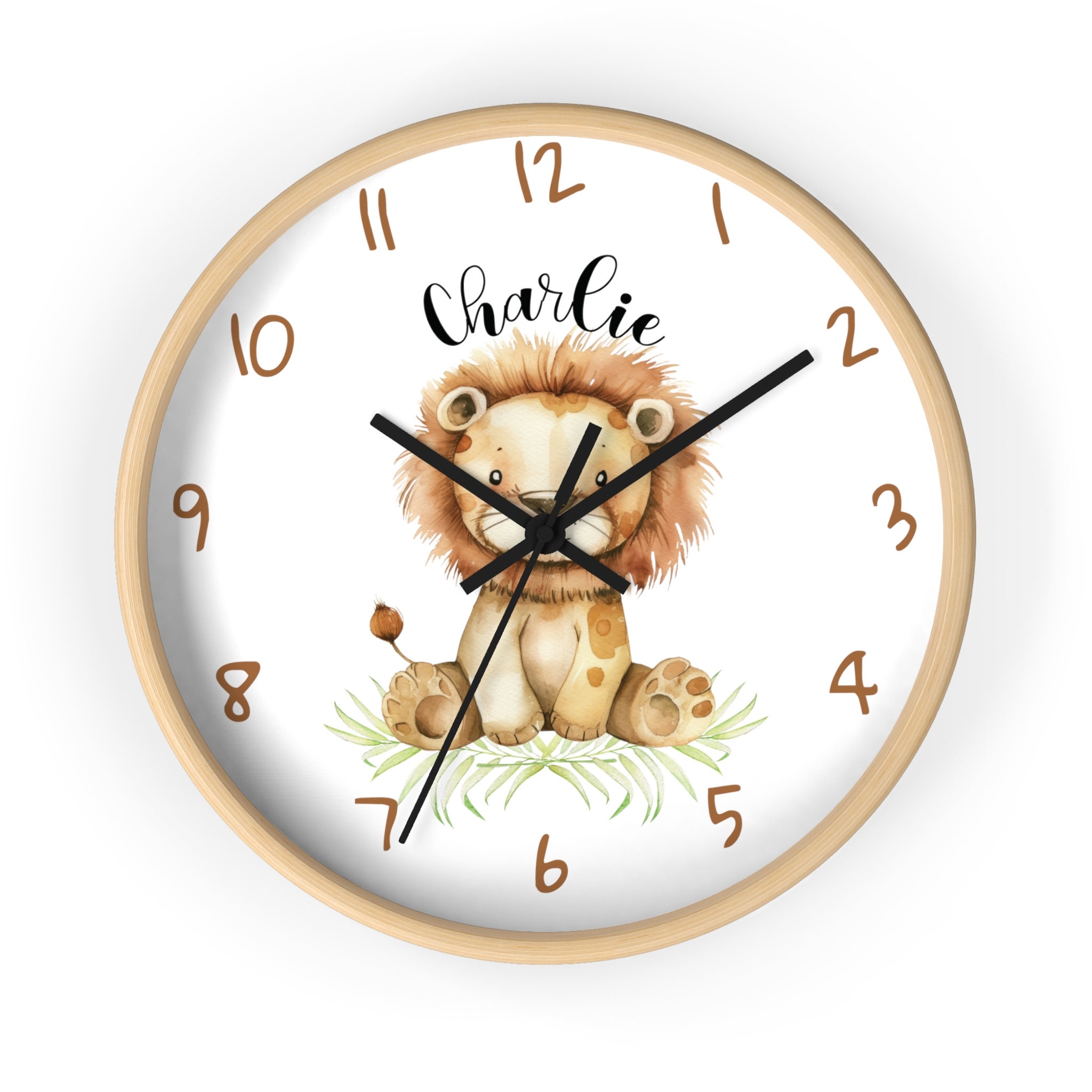 Personalized Kids Jungle Lion Wall Clock, Custom Lion Wall Clock, Lion ...