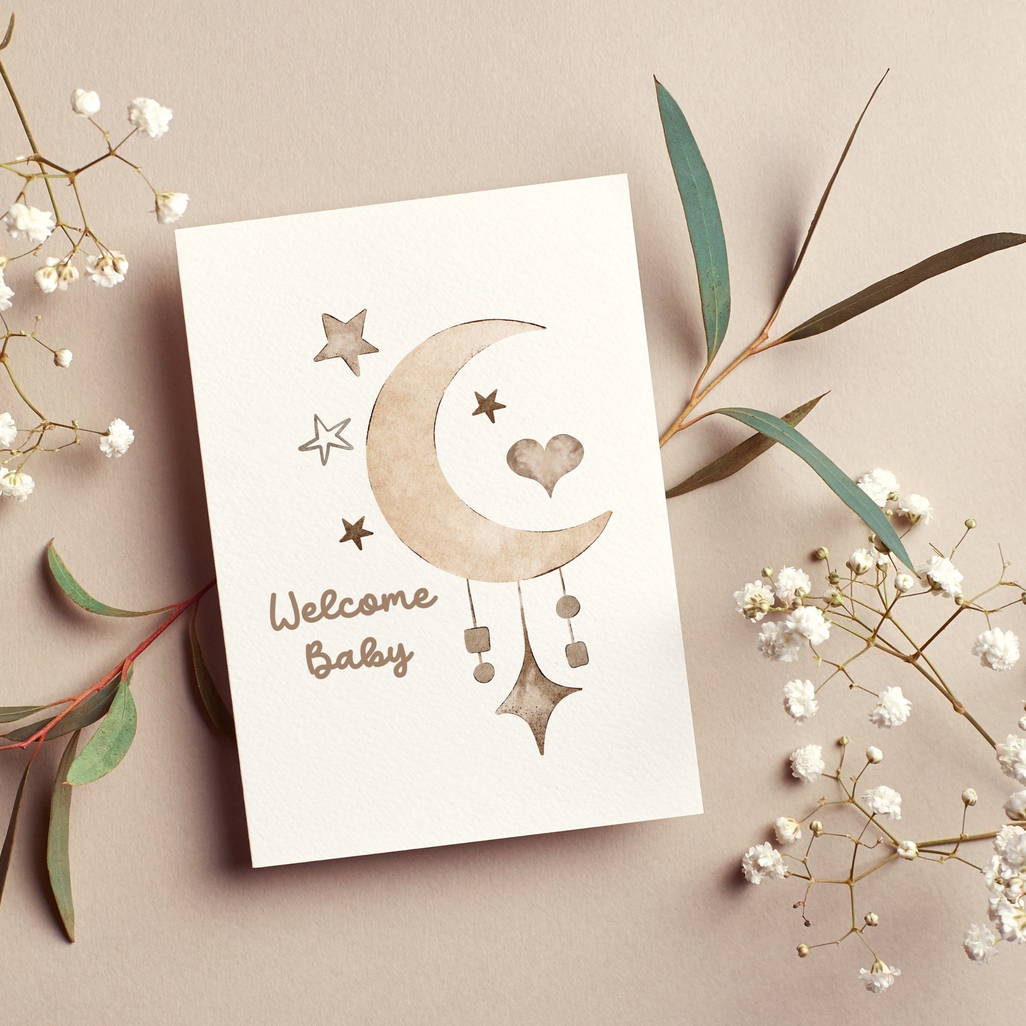 Printable Boho Gender-neutral Baby Shower Card, Digital Boho Baby ...