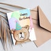 Printable Cute Bear Digital Birthday Card, Digital Printable Birthday ...