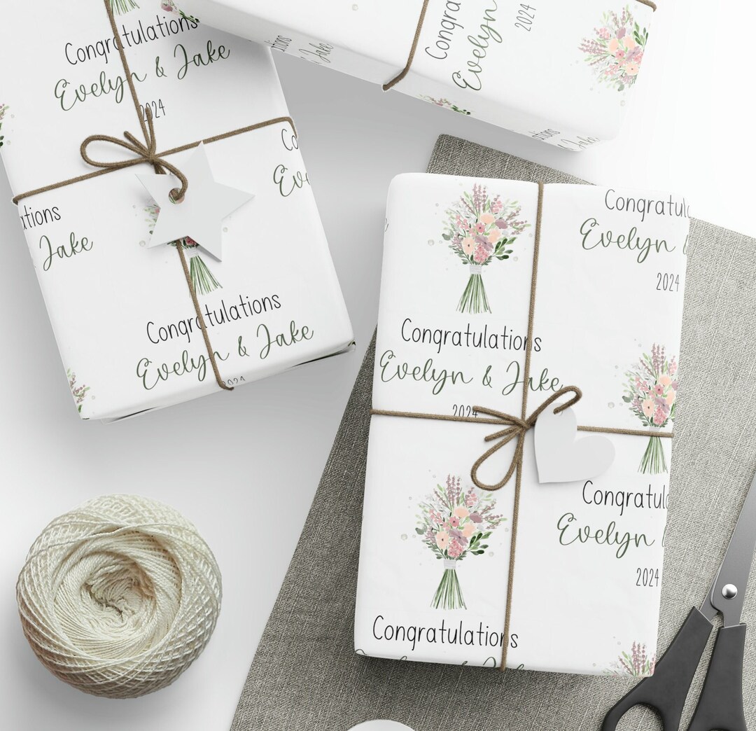 Personalized Wedding Shower Wrapping Paper, Custom Floral Wedding ...