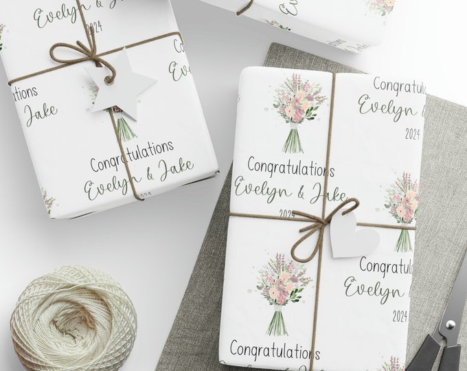 Personalized Wedding Shower Wrapping Paper, Custom Floral Wedding ...