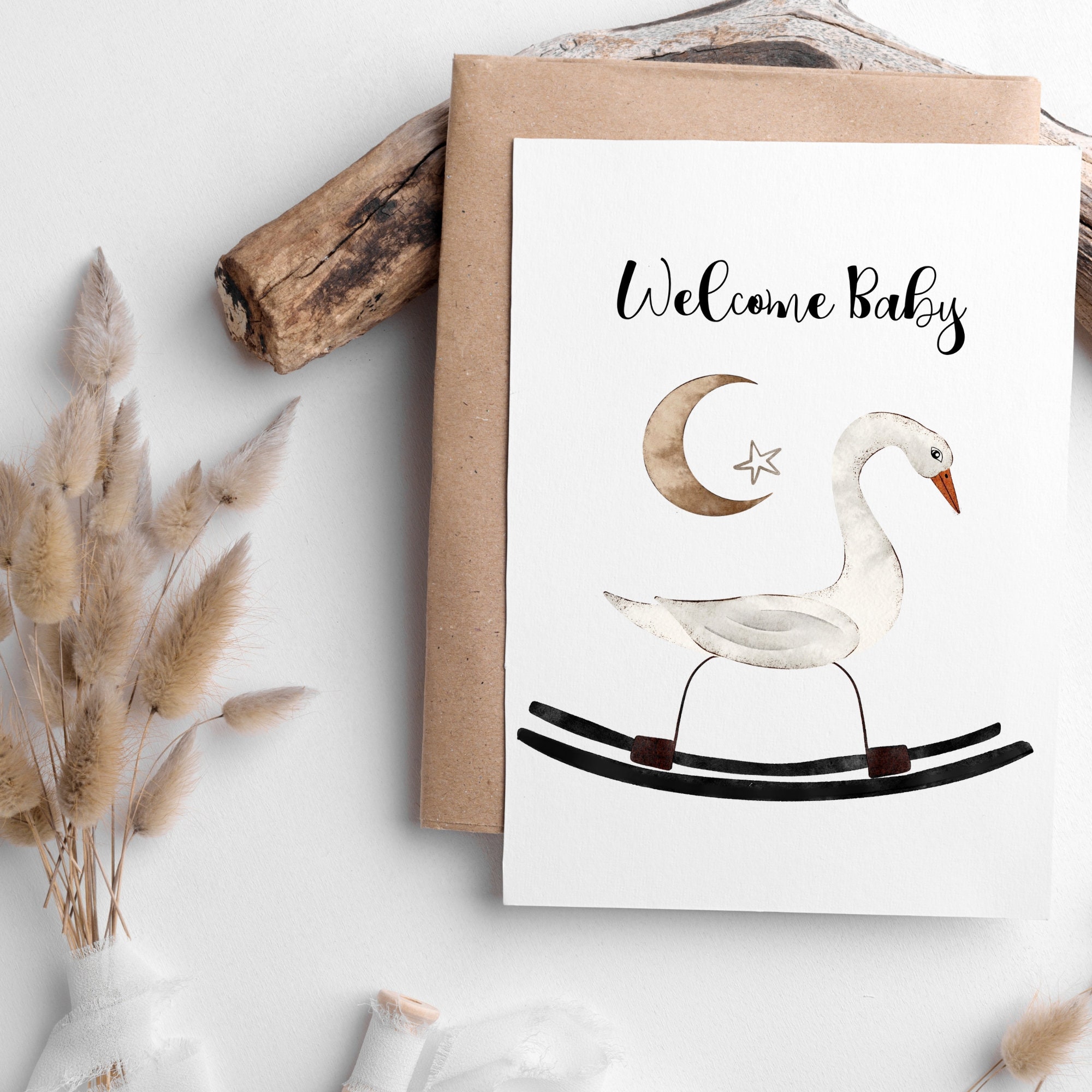 Printable Boho Gender-neutral Baby Shower Card, Digital Baby Shower ...