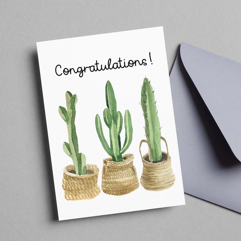 Printable Boho Cactus Digital Congratulations Card Digital - Etsy