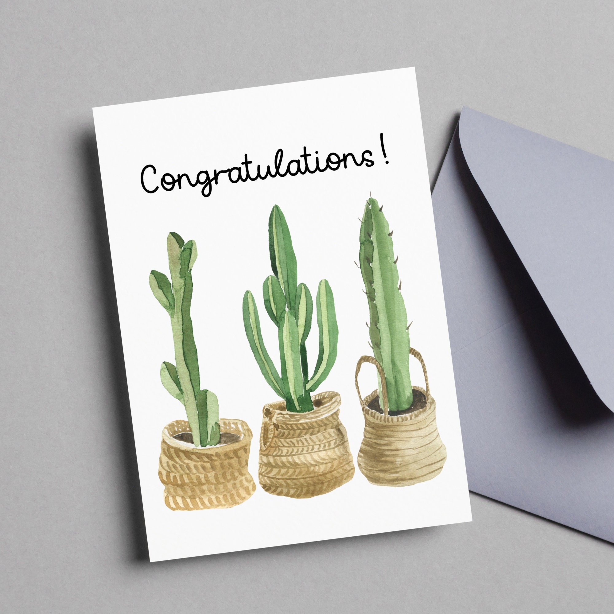 Printable Boho Cactus Digital Congratulations Card, Digital Printable ...