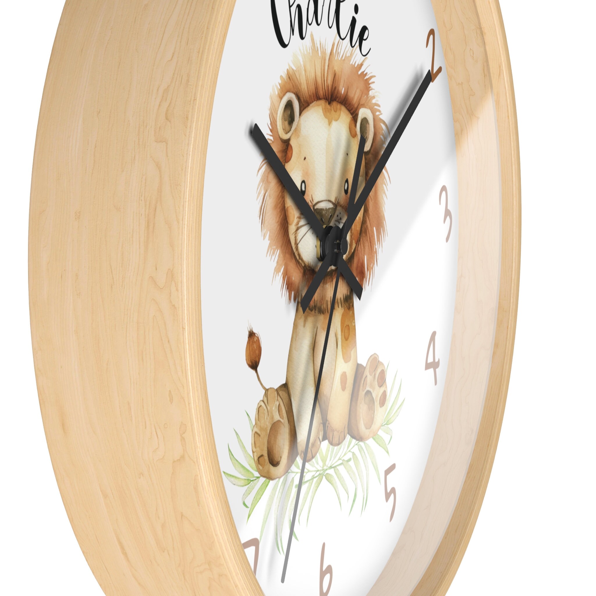 Personalized Kids Jungle Lion Wall Clock, Custom Lion Wall Clock, Lion ...