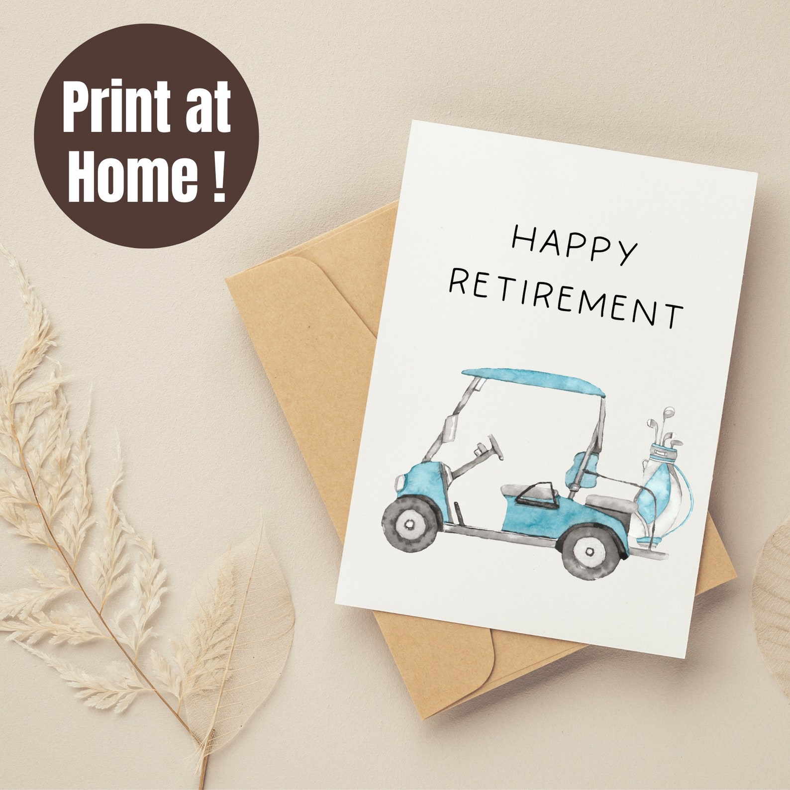 Printable Golf Happy Retirement Digital Card, 5x7 Digital Retirement ...