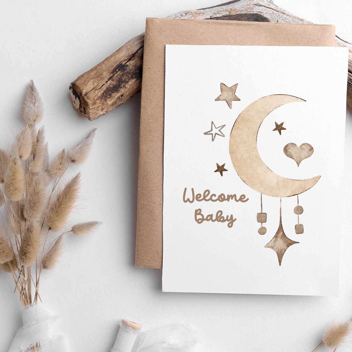 Printable Boho Gender-neutral Baby Shower Card, Digital Boho Baby ...