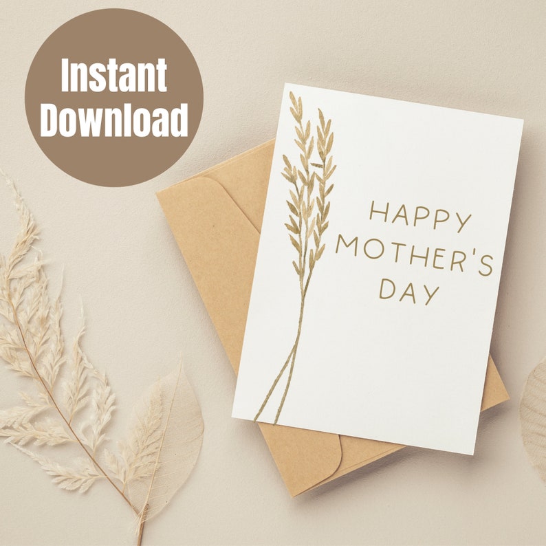 Printable Boho Wildflower Minimalist Digital Mother's Day - Etsy