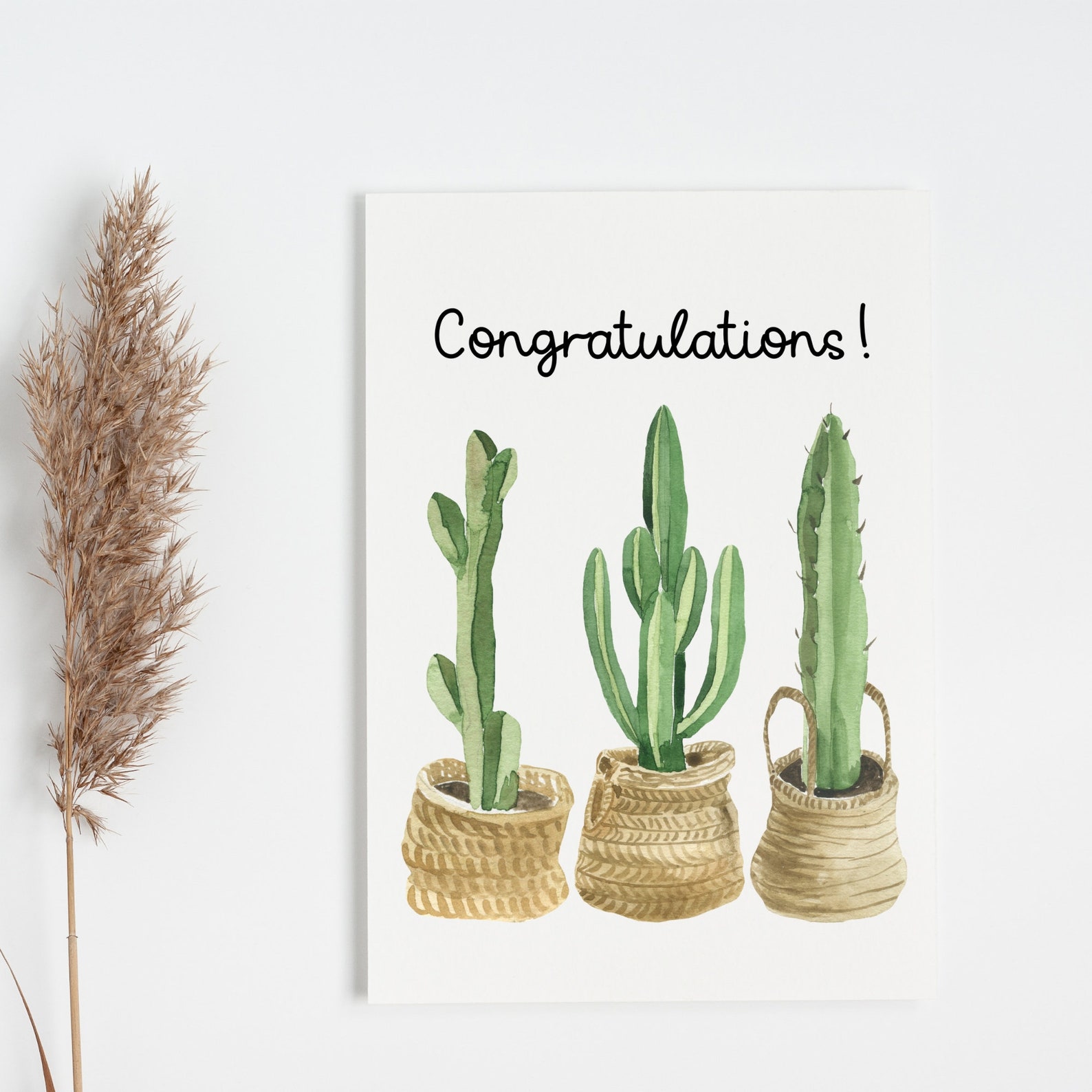 Printable Boho Cactus Digital Congratulations Card, Digital Printable ...