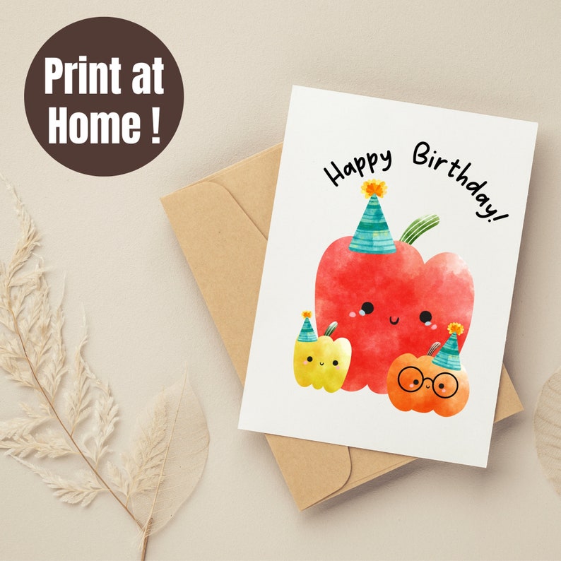 Printable Cute Peppers Digital Birthday Card Boho Printable - Etsy