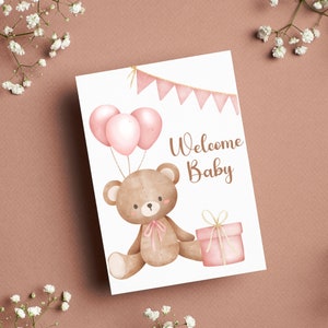 Printable Baby Shower Card, Digital Baby Shower Card, Digital Teddy ...
