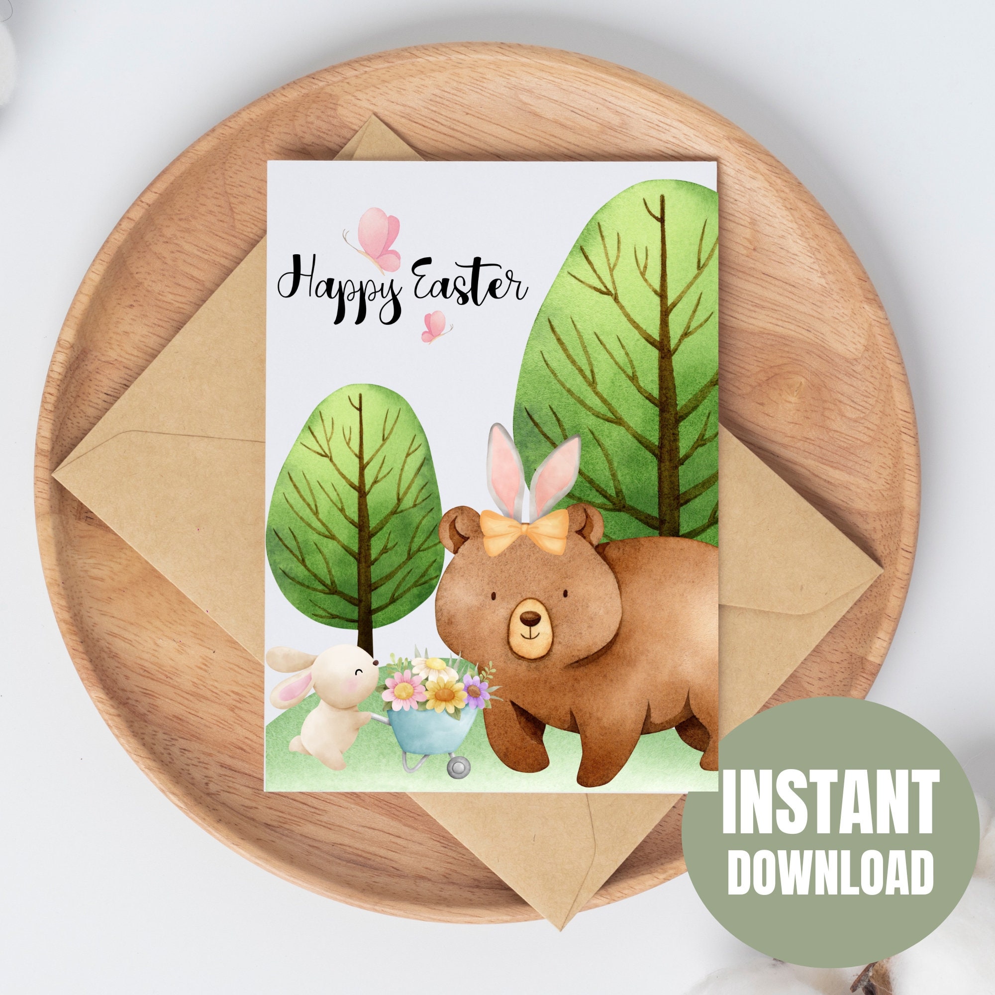 Happy Easter Woodland Animals Printable Easter Card, Digital Easter ...