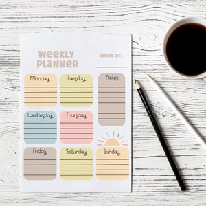Boho Weekly Planner Printable, Instant Download, Pastel Color Digital ...