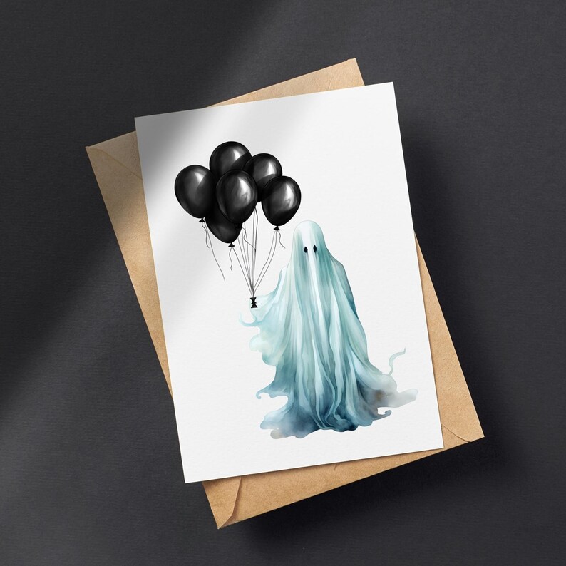 Printable Halloween Card, Printable Ghost Card, 5x7 Digital Card ...