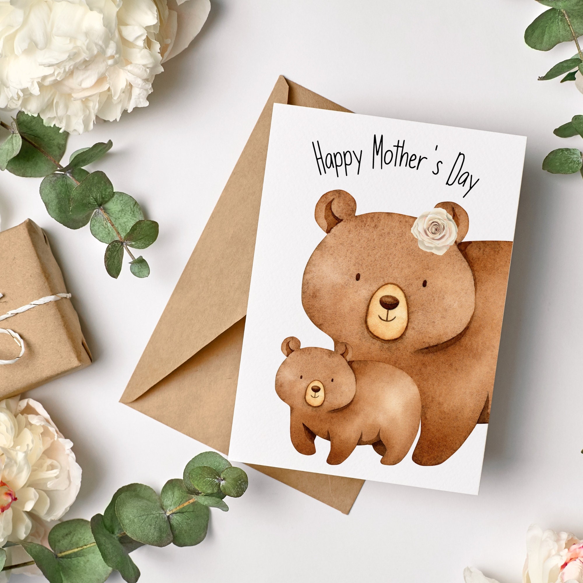 Printable Boho Baby and Mama Bear Digital Mother's Day Card, 5x7 ...